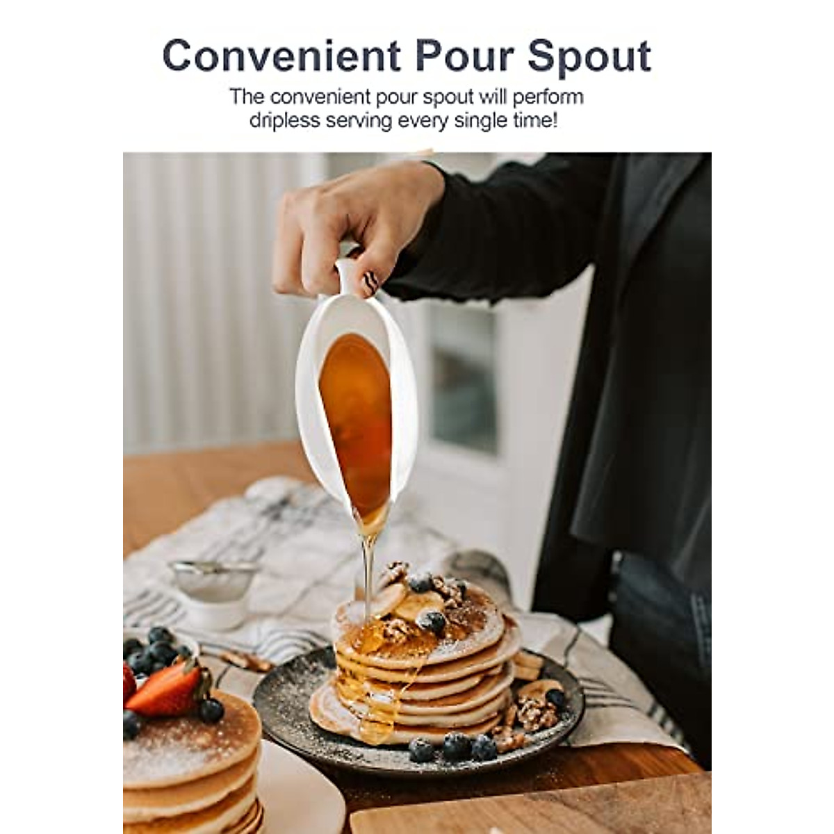 Nucookery Large 14 Oz Gravy Boat With Ergonomic Handle | White Fine Porcelain Saucier With Big Dripless Lip Spout | For Gravy, Warming Sauces, Salad Dressings, Milk, More | Microwave & Freezer Safe