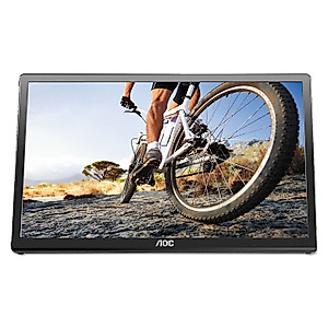 AOC e1659Fwu 15.6-Inch Ultra Slim 1366x768 Res 200 cd/m2 Brightness USB 3.0-Powered Portable LED Monitor w/ Case Black