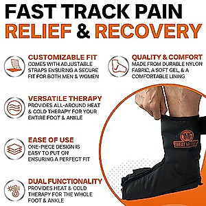 Foot & Ankle Pain Relief Hot/Cold Gel Wrap - Effectively Relieve Foot and Ankle Aches & Pains Using Compression Gel Ankle Ice Pack Wrap - Heated or Cooled, Targets All Areas of Ankle & Foot - Large