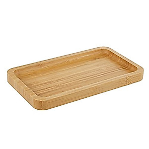 INIUNIK Bamboo Vanity Tray, Bathroom Tray Bamboo Tray Toilet Tank Tray Sink Tray Bathroom Countertop Organizer Holder for Candle Perfume Ring Earring Soap Dispenser