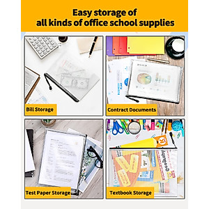 SUNEE Multisize Mesh Zipper Pouches (Black, 21 Packs), Water-Resistant Zip Bag for School Office Supplies, Puzzles & Games Organizing Storage