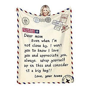 SIMIEEK Custom Blanket for Mom Personalized to My Mom from Daughter Son Letter Throw Blanket for Couch Bed Sofa, Mothers Day Birthday Gifts