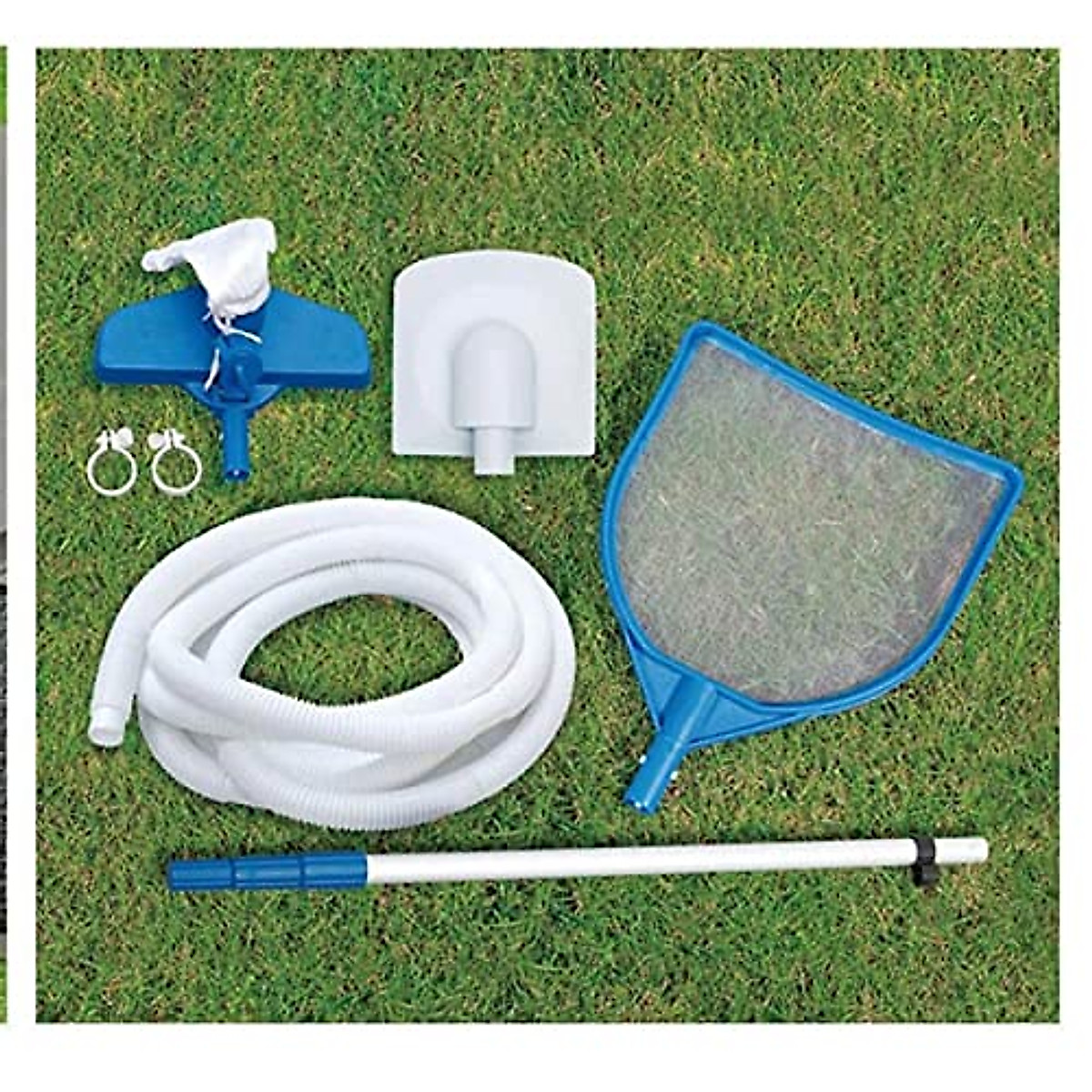 Summer Waves P4A024521 24ft x 52in Elite Round Above Ground Frame Outdoor Swimming Pool Set w/Sand Filter Pump, Pool Cover, Ladder, & Maintenance Kit
