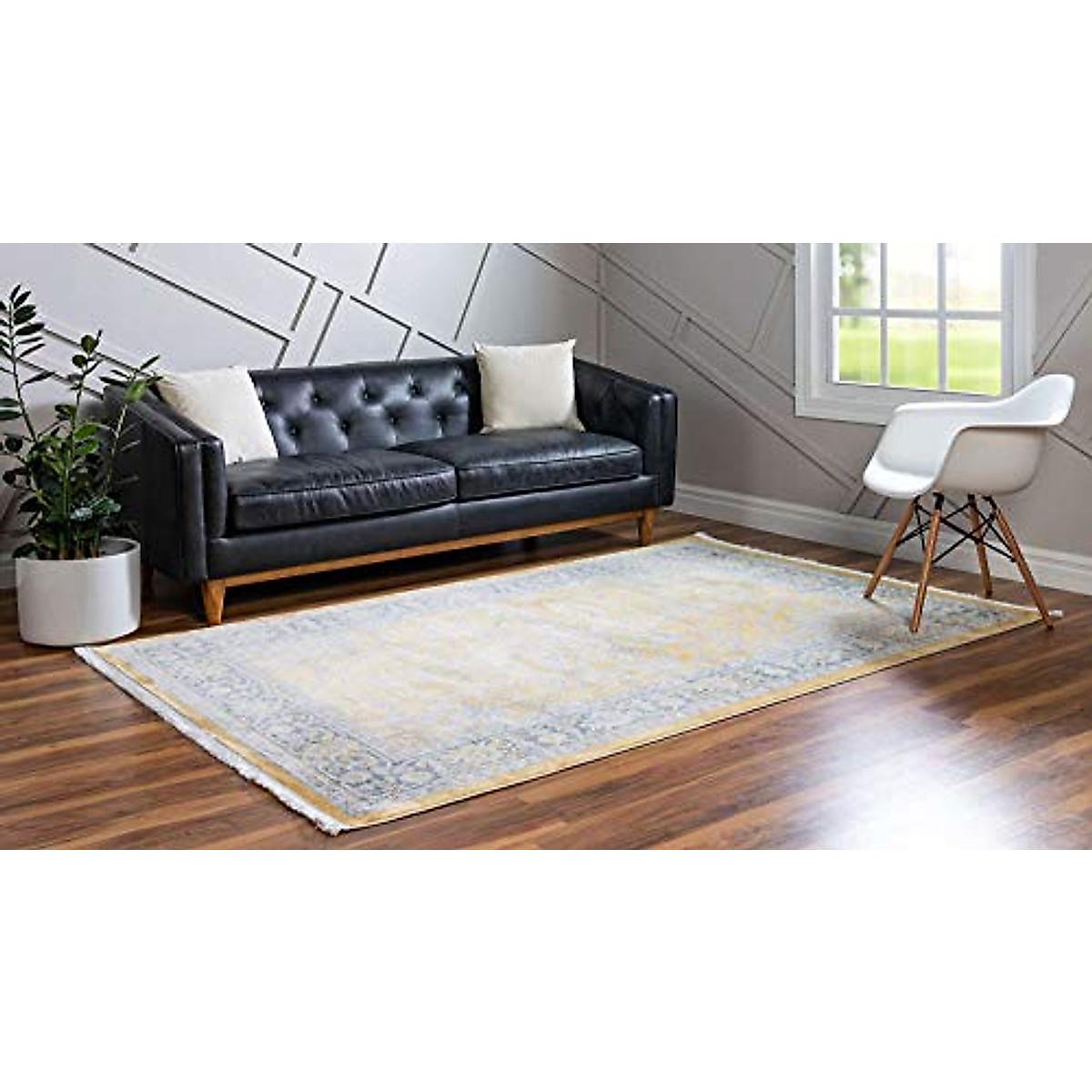 Unique Loom Baracoa Collection Area Rug - Prado (5' 5" x 8' Rectangle, Yellow/ Ivory)