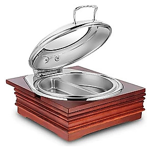 ASSYA Electric Buffet Server Chafing Dish Buffet Set Dishes Buffet Servers Round Food Warmer Food Grade Stainless Steel Material Safe to Use,Stainless Steel,B