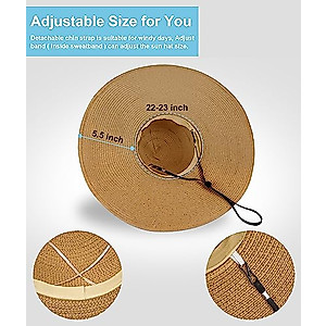 Beach Hats for Women, Wide Brim Sun Straw Hat Foldable Summer Floppy Hat UV Protection Cap, A-Khaki