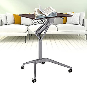 Gdrasuya10 Mobile Standing Desk, Sit Stand Freely Adjustable Computer Desk Height Aluminum Alloy Support Thicker Plate Spacious Table Top with Brake Casters for Office Room Home Use