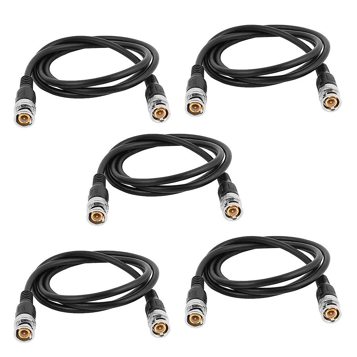 traderplus 5-Pack 5ft BNC Male to BNC Male Jumper 75-Ohm Cable Extension Connector for CCTV DVR to TV System (5 FT)
