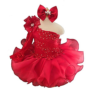 Jenniferwu G086 Infant Toddler Baby Newborn Little Girl's Pageant Party Birthday Dress RED Size 3T