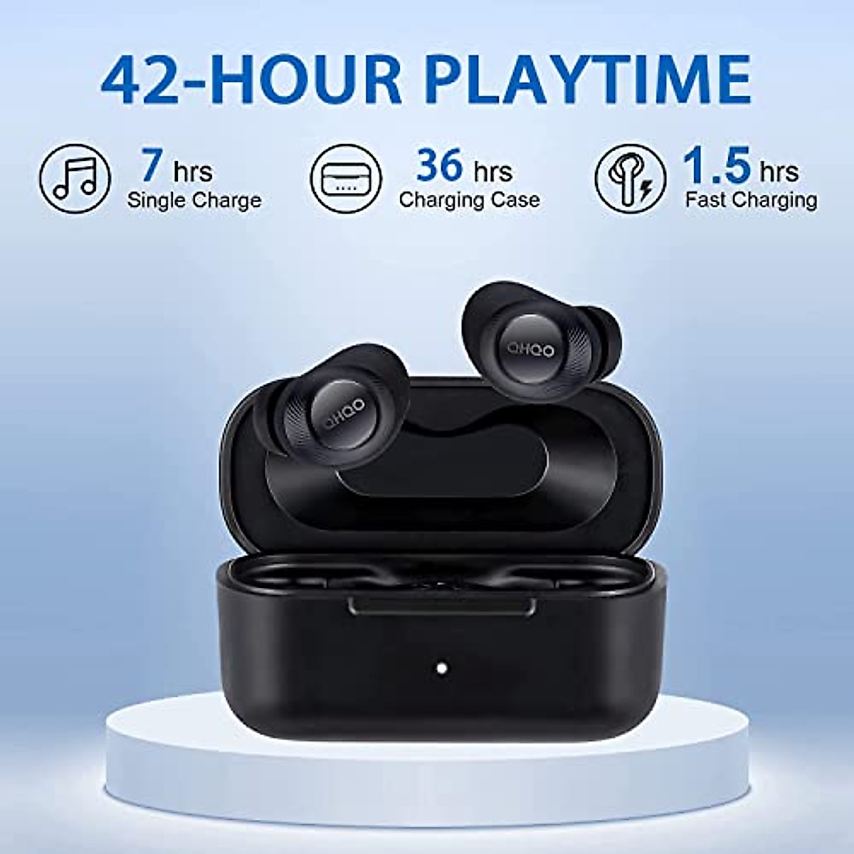 QHQO 【2023 New】 Wireless Earbuds, True Wireless Bluetooth Earbuds 5.2 with Reduction Touch, IPX8 Waterproof Bluetooth Earbuds with Wireless Charging 42H Playtime for Android and iOS