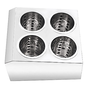 Gdrasuya10 Stainless Steel Utensil Holder Utensil Caddy, 4-Hole Kitchen Utensil Holder for Countertop to Organize Spoons Knives Forks, 10.51 x 12.2 x 7.68in