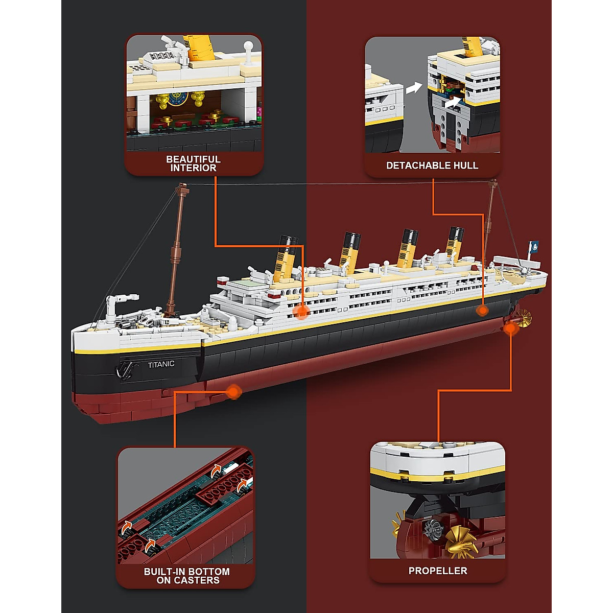 dOvOb Titanic Model Building Blocks Set, 2022 Pieces Bricks, Compatible with Major Brands