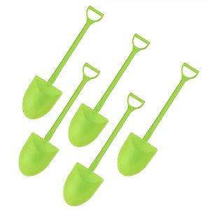 Ouliget Mini Shovel Shape Spoons,Cute Disposable Plastic Dessert Spoons,Ice Cream Dessert Spoon Shovels,100 Pieces,Green,4.7 Inch.