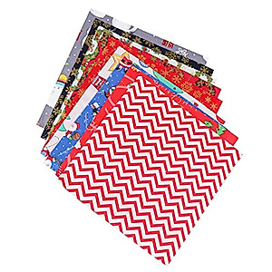 STOBOK 9pcs Scrapbook Xmas Squares Creative Sewing Dress Handmade Holdiay Wreath Cotton Bundle Scraps Doll Handbag Quilting Snowflake Art Stocking for Work Fashionable Fabric Purse