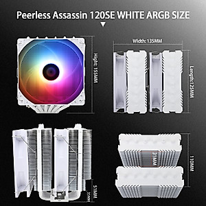 Thermalright Peerless Assassin 120 SE ARGB White CPU Air Cooler, 6 Heat Pipes CPU Cooler, Dual 120mm TL-C12CW-S PWM Fan, AGHP Technology, for AMD AM4/AM5/Intel LGA1700/1150/1151/1155/1200