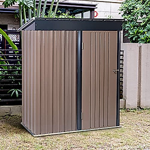 Shark Shack Outdoor Storage Shed | 6x5.3x3 ft Outdoor Shed with 2 Adjustable Shelves | Anti-Rust Steel Garden Shed | Sheds & Outdoor storage clearance for Garden Tools and Lawnmower - Black/Grey