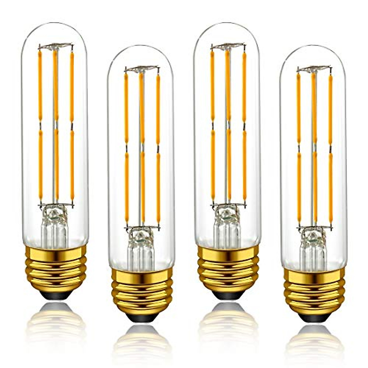 Adshen-US Dimmable E26 Edison Bulb 6W Tubular T10 led Bulb,Equal 60 watt Light Bulb,Daylight White 4000K,Edison Filament Light Bulbs for Pendant,Chandeliers,Wall scones, 4-Pack …