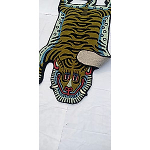 Tiger Print Skin Area Rug for Home Decor Wall Hanging for Living Room Bedroom Anti-Slip Rug Gift by AFTAB Collection (3 x 5) (Tiger 2, 3 x 5 feet), AREARUGS3, Multi