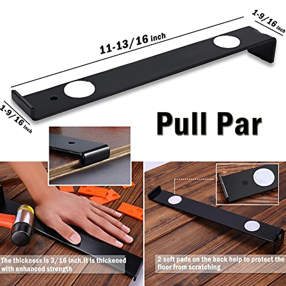 REXBETI 43-Piece Laminate Wood Flooring Installation Kit with 40 Spacers, Tapping Block, Heavy Duty Pull Bar and Diameter 1 3/8" High-Strength Fiberglass Handle Mallet, Non Slip Soft Grip