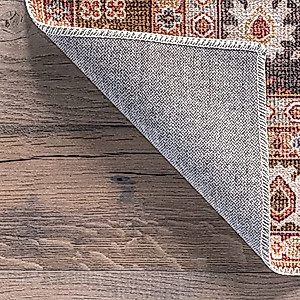 nuLOOM Cathie Persian Floral Machine Washable Area Rug, 8' x 10', Beige