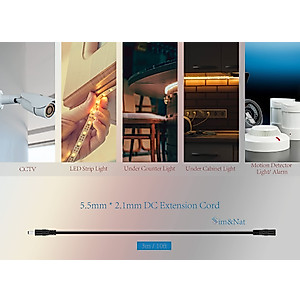 SIM&NAT 20AWG 10Ft 2.1mm x 5.5mm Male to Female DC Extension Wire Power Jack Adapter Barrel Plug Cable, Extension Wire for CCTV Security Camera, DVR, HDVD, LED Strip Light, Low Voltage Application