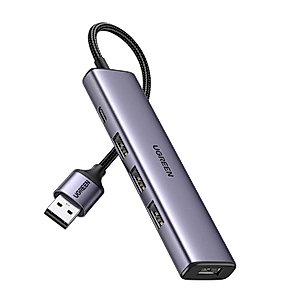 UGREEN USB 3.0 Hub 4 Ports Aluminum Ultra-Slim USB Multiport Adapter, Powered USB C Splitter Compatible with MacBook, iMac, Surface, Laptop, PC, Mouse, Keyboard, Flash Drive, and More
