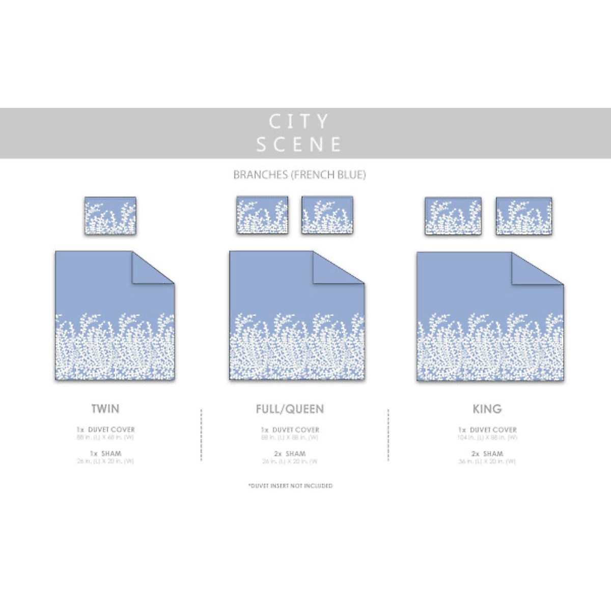 City Scene, Branches Collection, French Blue Duvet Set, King