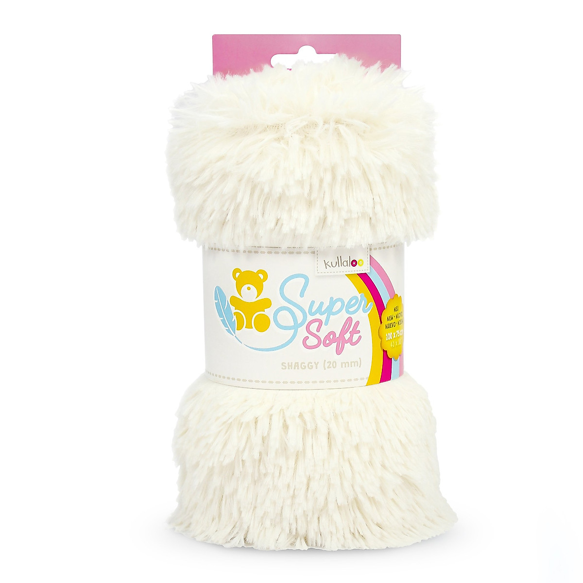 kullaloo Wool White Faux Fur Fabric [3/4 inch Pile, 20 mm] | Shaggy Plush Minky Fabric for Sewing | 39.5x29.5 (More Fabric Than Half Yard) | Ideal for Plushies, Crafts, Costumes, Upholstery | Ivory