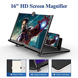 16" Screen Magnifier -3D HD Mobile Phone Magnifying Projector Screen Enlarger for Movies, Videos and Gaming – Foldable Phone Stand Holder with Screen Amplifier–Compatible with All Smartphones