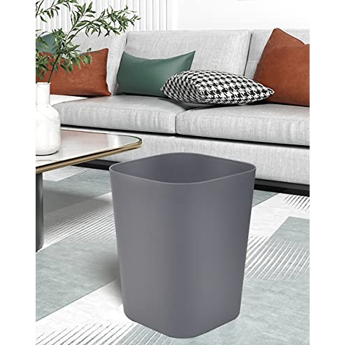 Bathroom Trash Can,Gereen 2 Gallon Small Trash Can,Square Trash Bin Wastebasket for Bathroom Bedroom Kitchen Countertop Under Sink (Pack of 2, White+Gray)