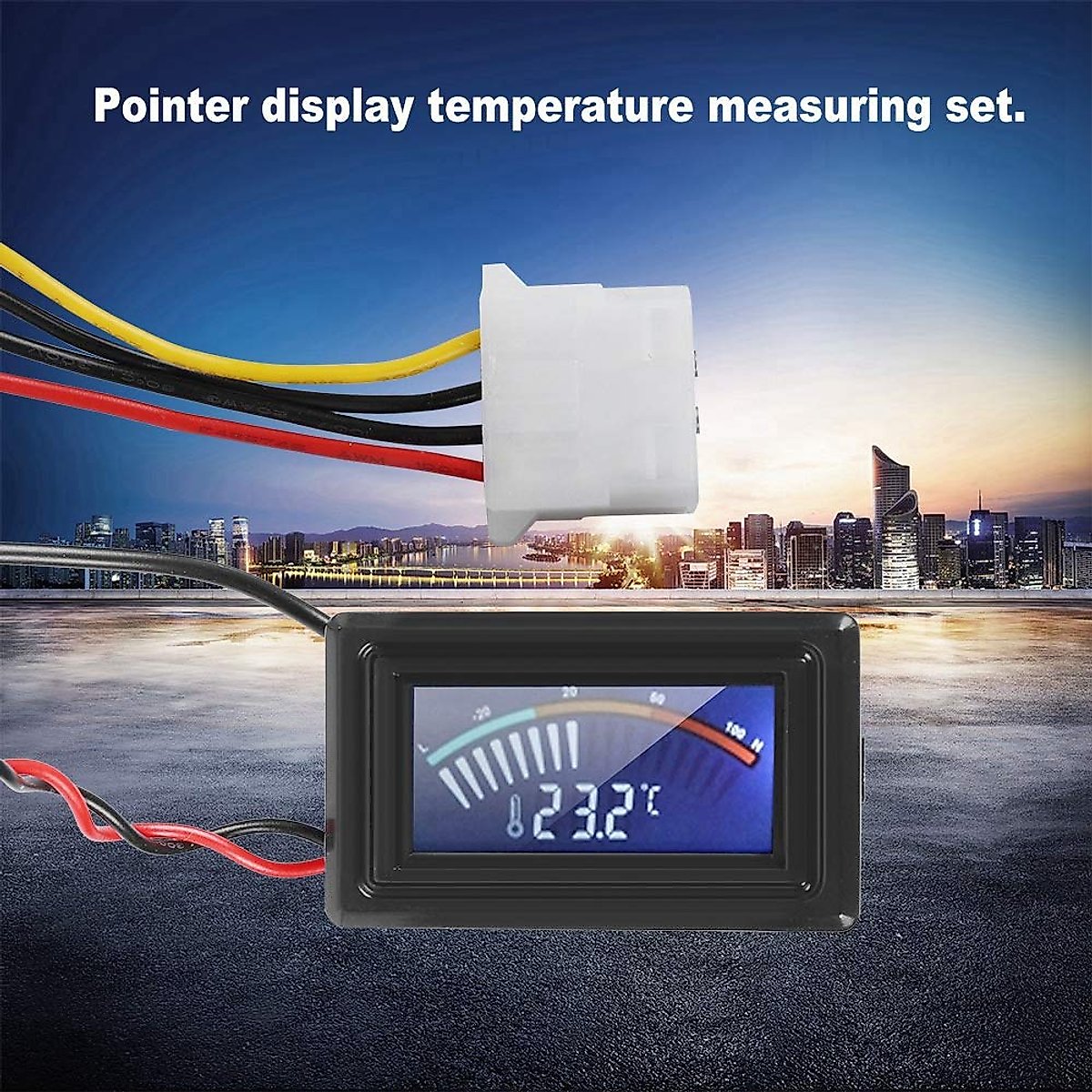 Pointer Display Thermometer with Waterproof Probe, PC G1/4 Thread Water Cooling System Temperature Meter for Computer Laptop