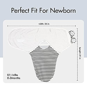GLLQUEN BABY Organic Swaddle Blankets for Baby Boy Girl, Gray Elephant Star & Stripe, 3 Pack Wrap Set, Newborn Adjustable Swaddles Sleep Sack, 0-3 Months (Small/Medium)