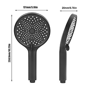 Handheld Shower Head, Colorfast Wearproof Lightweight High Pressure Showerhead for Bathtub (Black)
