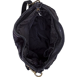 Sourpuss Brand - Black Faux Fur Sure - Hobo Purse, 14" x 14" x 4"