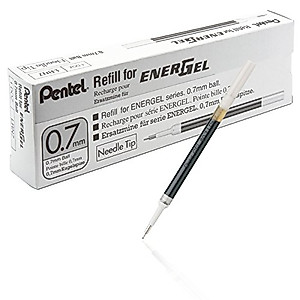 Pentel Refill Ink for EnerGel 0.7mm Needle Tip Liquid Gel Pen, Pack of 12, Blue Ink (LRN7-C-12)