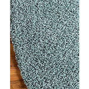 Rugs.com - Über Cozy Solid Shag Collection Rug – 3' x 5' Oval Light Slate Blue Shag Rug Perfect for Living Rooms, Large Dining Rooms, Open Floorplans