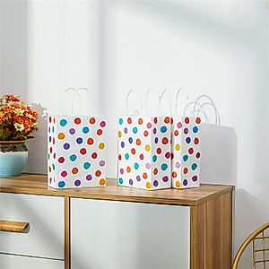 SUNCOLOR 24 Pack 9" Small Party Favor Bags Goodie Bags for Birthday Party Gift Bags With Handle(Polka Dot)