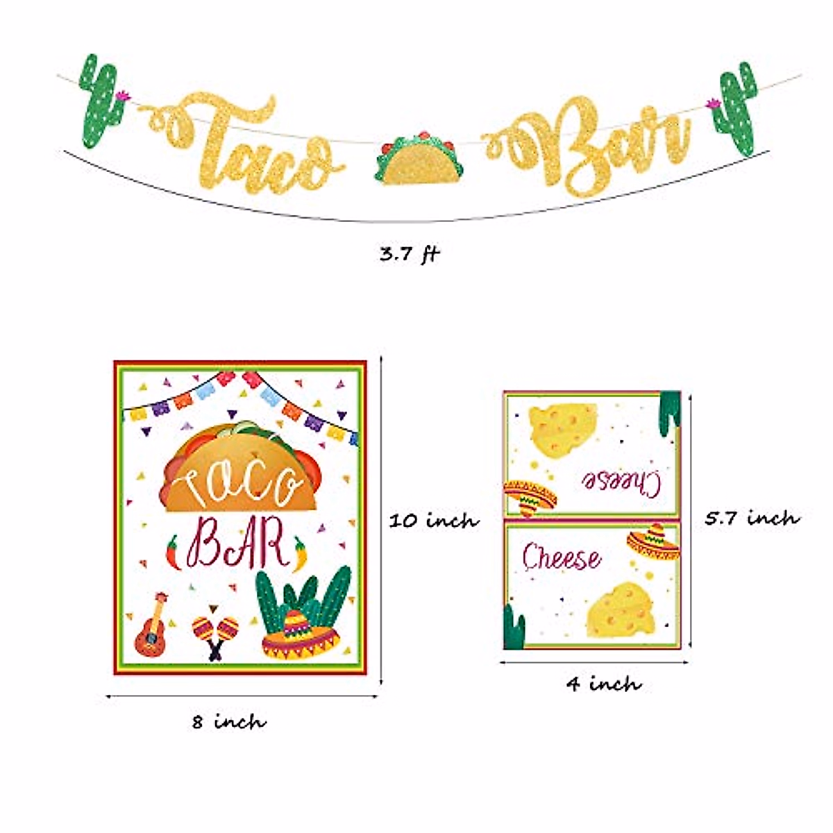 Homond Taco Bar Decoration Kit, Taco Bar Banner Sign Tents Garland for Fiesta Mexican Cinco De Mayo Themed Party, Bachelorette Bridal Shower, 22pcs.