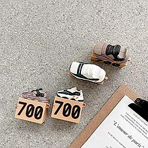 Shoe Box Shoe Airpod Case Cover, 3D Creative Sports Shoes Cute Cartoon Funny Fun, Soft Silicone Airpod Character Skin Keychain Ring, Girls Boys Teens Men Case for Airpods Pro (700 Brown)