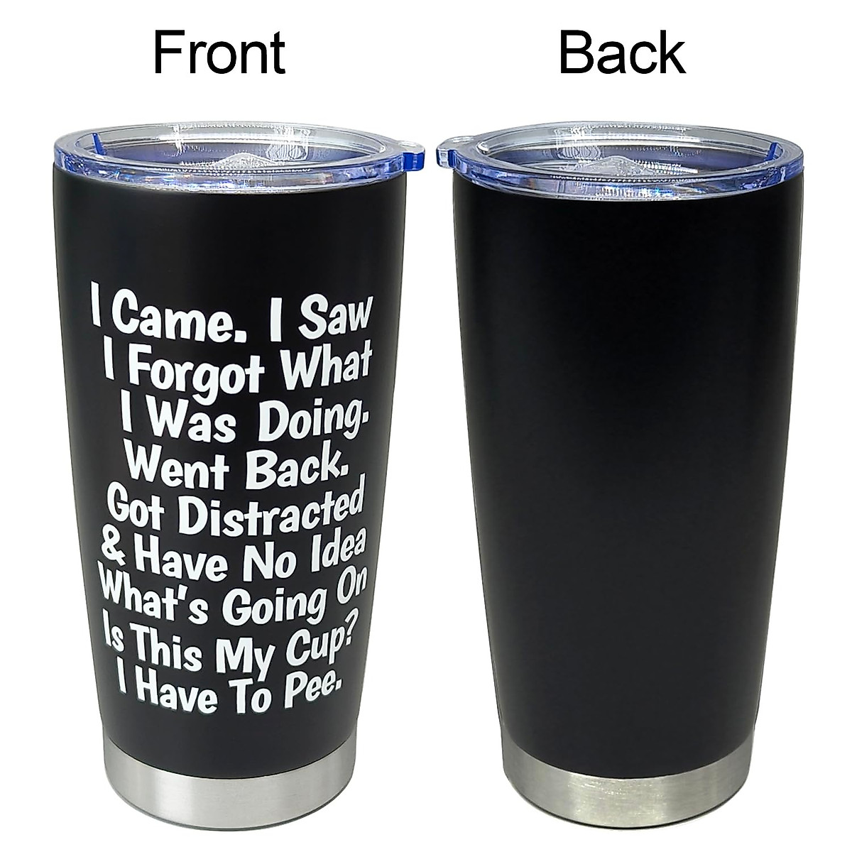 CTIGERS Funny Tumblers for Senior Citizens 20 oz Tumbler with Lid and Straw I Came I Saw What I Was Doing Travel Mug gifts for Grandma Grandpa Elder Mom Dad Aunt Birthday Gifts Retirement Gifts Black