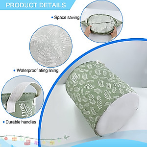Mziart Large Foldable Laundry Basket Organizer, Collapsible Laundry Hamper Fabric Clothes Toy Storage Basket Nursery Hamper Storage Bin for Household Bedroom, Bathroom, College Dorm (Small White Leaf)