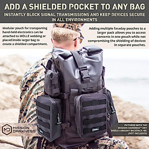 Mission Darkness Dry Shield MOLLE Faraday Pouch (2nd Gen) // Waterproof & Submergible Dry Bag + RF Shielding Liner. Signal Blocking, Anti-tracking, EMP Shield, Data Privacy, Electronic Device Security