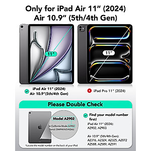 ESR for iPad Air 11 Inch Case M2(2024), iPad Air 6th/5th/4th Gen (2024/2022/2020), Powerful Magnetic Attachment, Slim Trifold Stand Case, Supports Pencil Pro&Pencil(USB-C), Durable Protection, Black