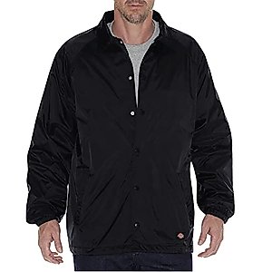 Dickies Men's Snap Front Nylon Jacket, Black, Large
