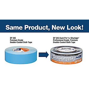 Shurtape DF 545 Double-Sided Carpet and Duct Tape, Sticks to Hardwood, Concrete, Tile and More, Natural with Blue Liner, 48mm x 33 Meters, 1 Roll (152496)