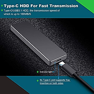 External Hard Drive 2TB Type C USB3.1 for PC, Mac, Desktop Computer Wii U, Xbox (2to, Silver)