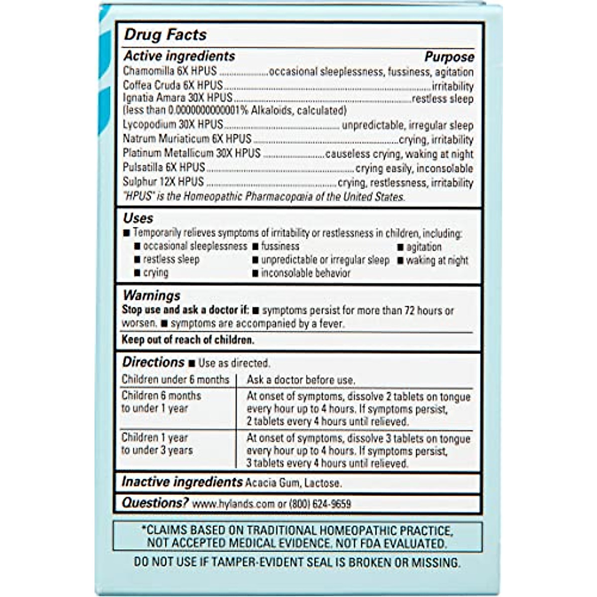 Hyland’s Baby Calming Tablets Natural Symptom Relief Fussy and Sleepless Babies, 125 Count