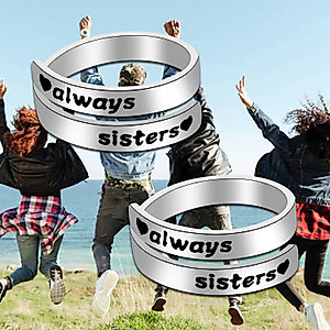 BAUNA 2PCS Best Friends Rings Pinky Promise Adjustable Spiral Wrap Twist Ring Always Sisters for Family Twins Sisters (Twin Sisters Rings)