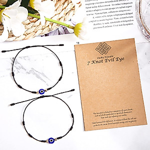 Hicarer 6 Set Evil Eye Bracelet and Necklace Kit, 6 Pieces Amulet Lucky Bracelets with Card, 6 Pieces Evil Eye Pendant Necklaces Turkish Blue Necklace for Women Men Girls Boys