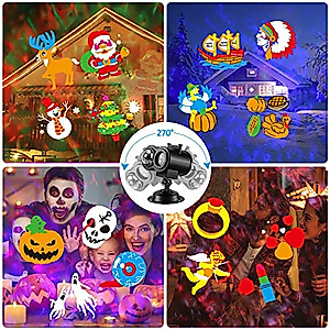 Elec3 Ocean Wave Christmas Projector Lights,16 Slides 2 in 1 Moving Pattern Projection Lights Landscape Lights Waterproof Outdoor Indoor for Holidays Halloween Parties Decoration